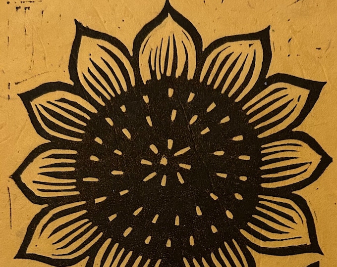 Original Linocut Print, sunflower on Lokta Paper - Etsy