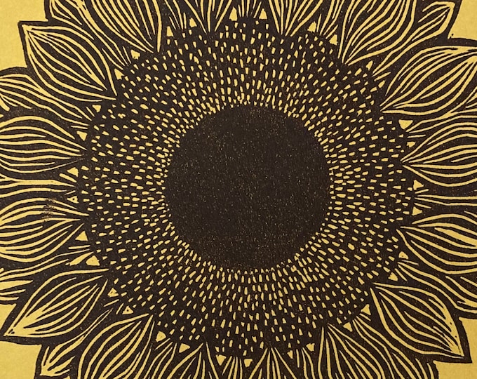 Original Linocut Print, "sunflower" - Etsy