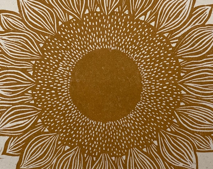 Original Linocut Print, "sunflower" - Etsy