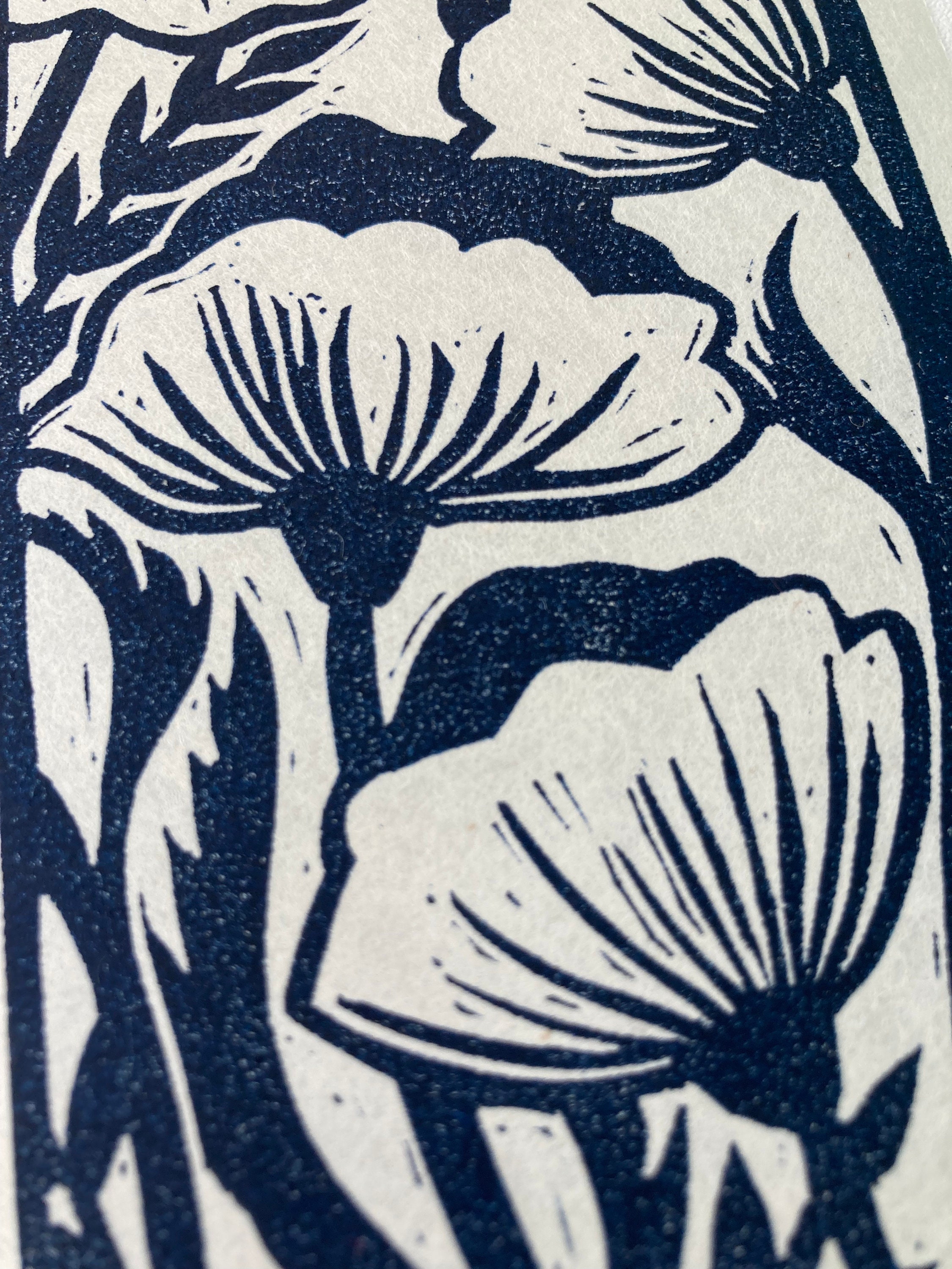 Original Linocut Artwork, "poppy" - Etsy