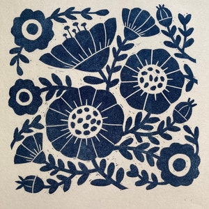 Original Linocut Print, "flowers" - Etsy