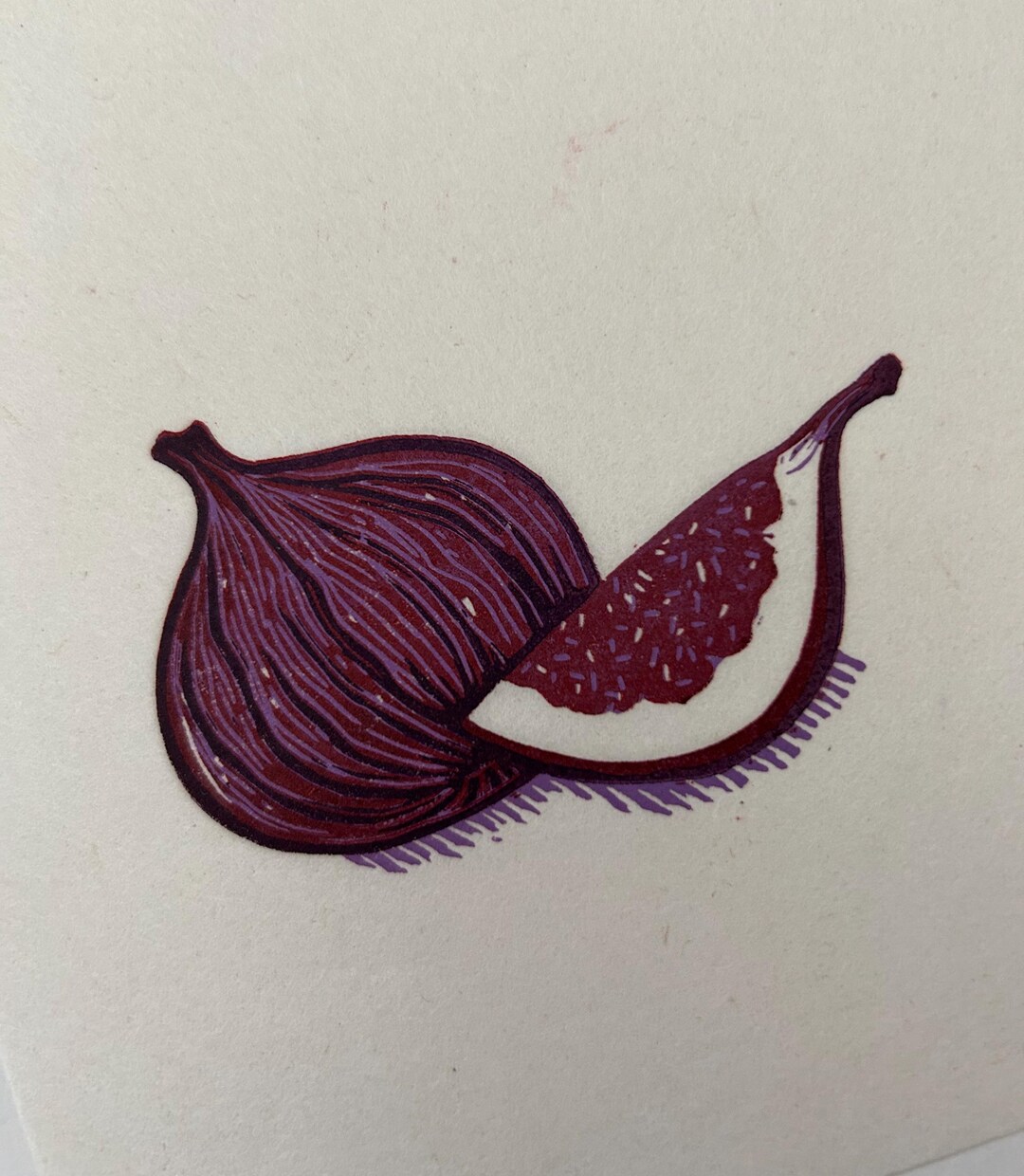 Original Linocut Reduction Print, "fig" - Etsy