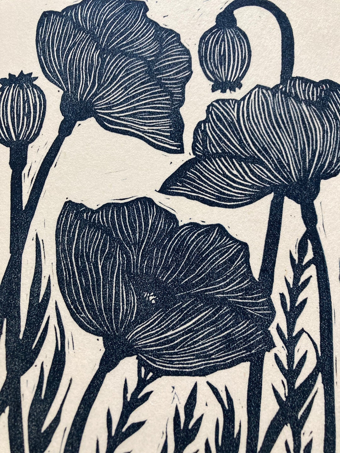 Original Linocut Print, "poppies" - Etsy