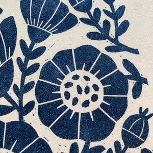 Original Linocut Print, "flowers" - Etsy