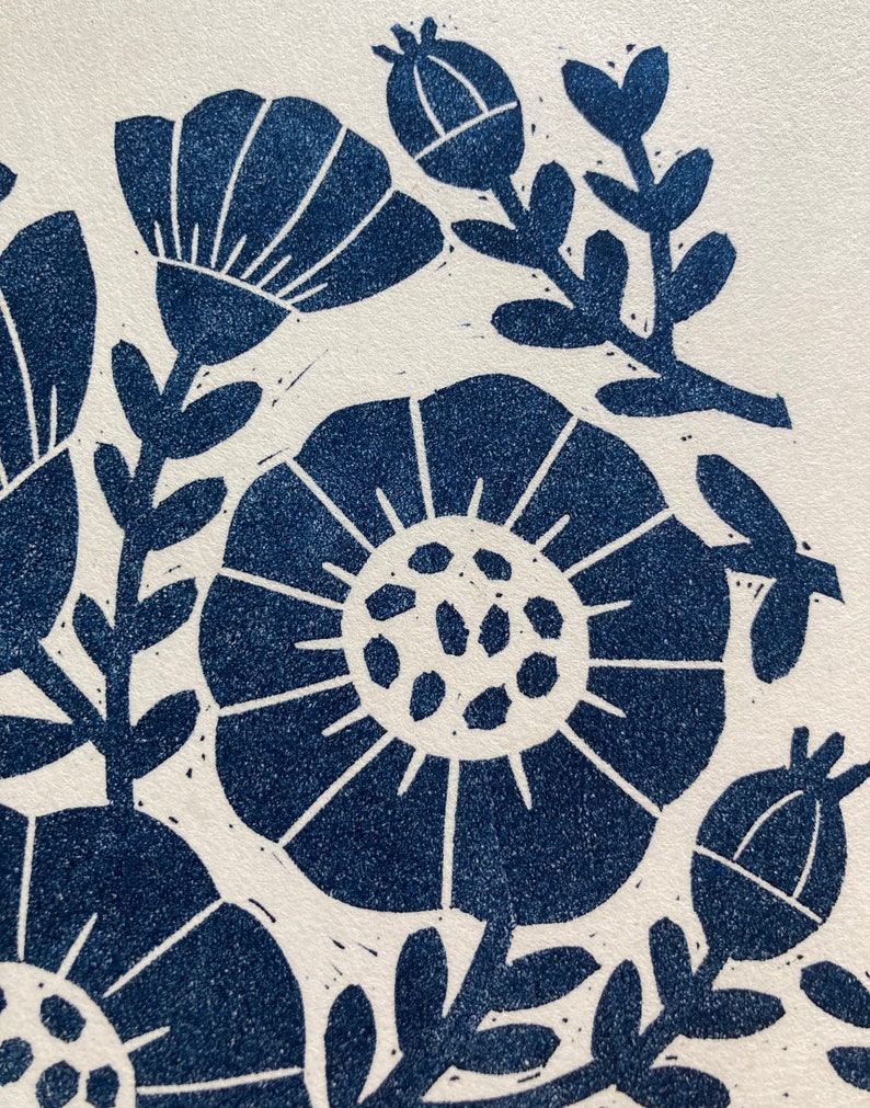 Original Linocut Print, "flowers" - Etsy