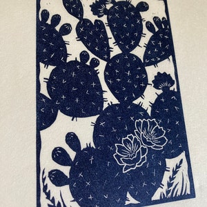 Original Linocut Print, "cactus Blooms" - Etsy