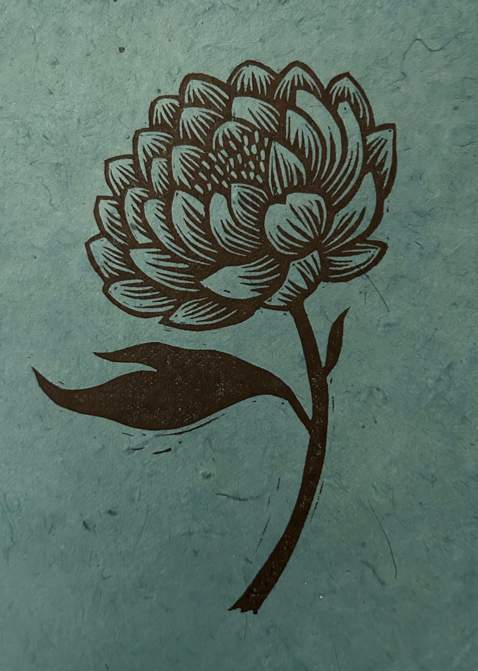 Original Linocut Print, "peony" on Lokta Paper - Etsy