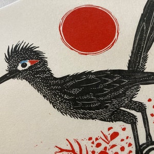 Original Linocut Print, "roadrunner" - Etsy