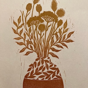 Original Linocut Print, "dried Autumn" - Etsy