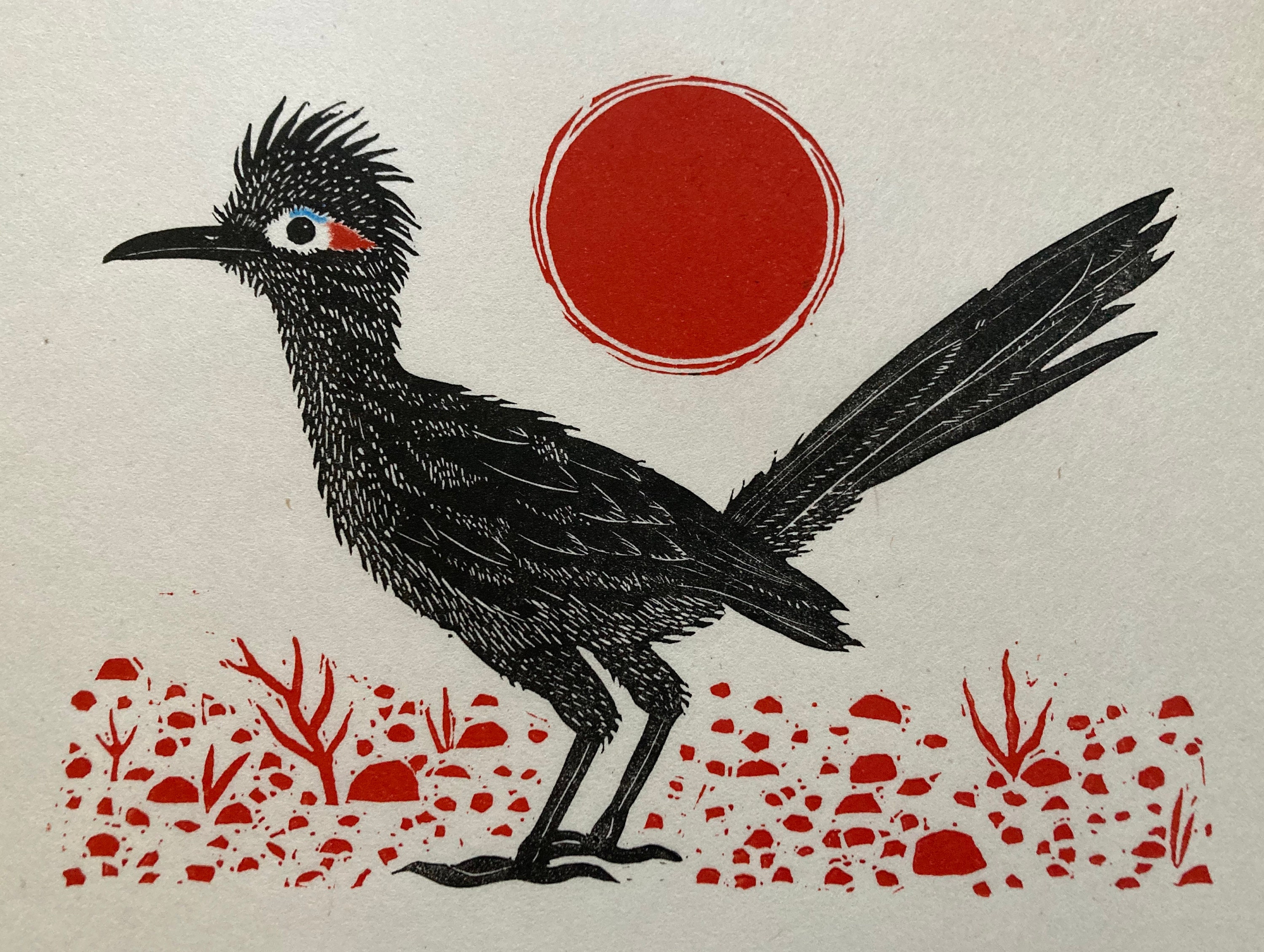 Original Linocut Print, "roadrunner" - Etsy