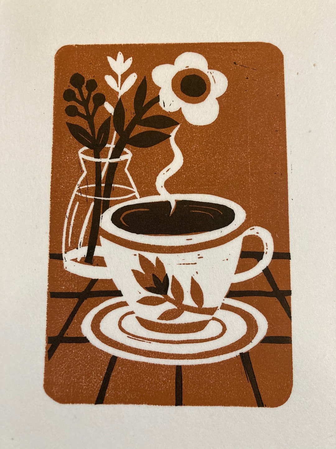 Original Linocut Print, "i Love Coffee" - Etsy
