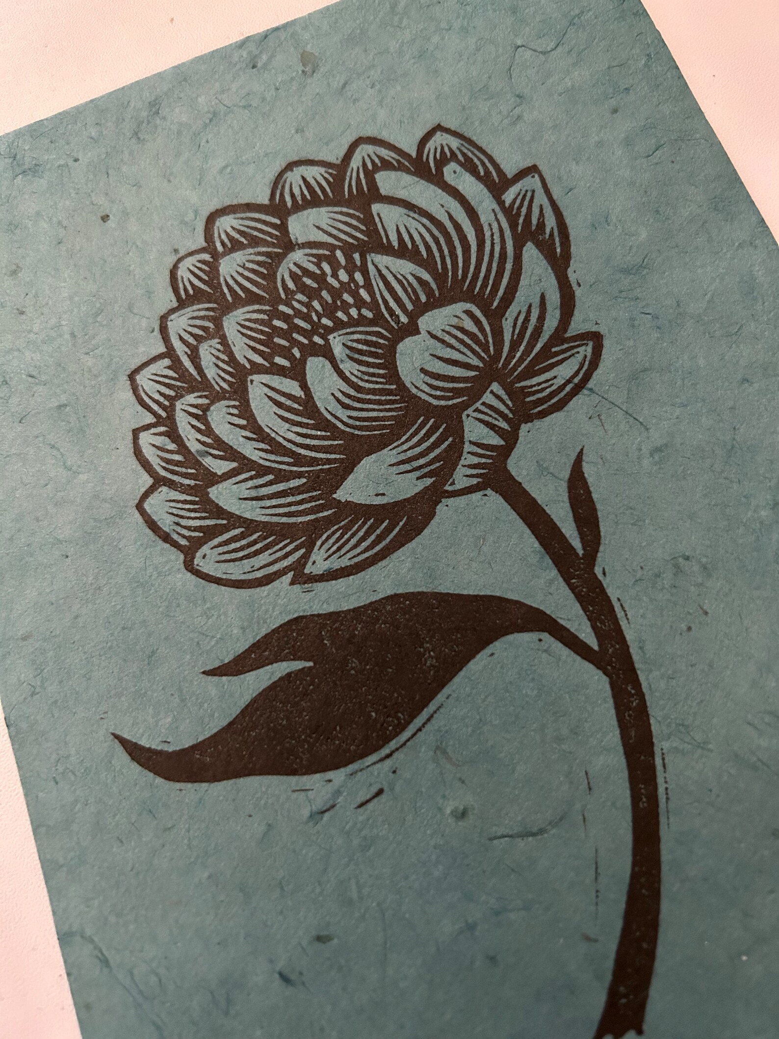 Original Linocut Print, "peony" on Lokta Paper - Etsy