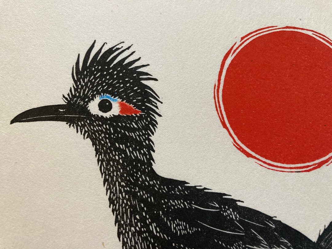 Original Linocut Print, "roadrunner" - Etsy