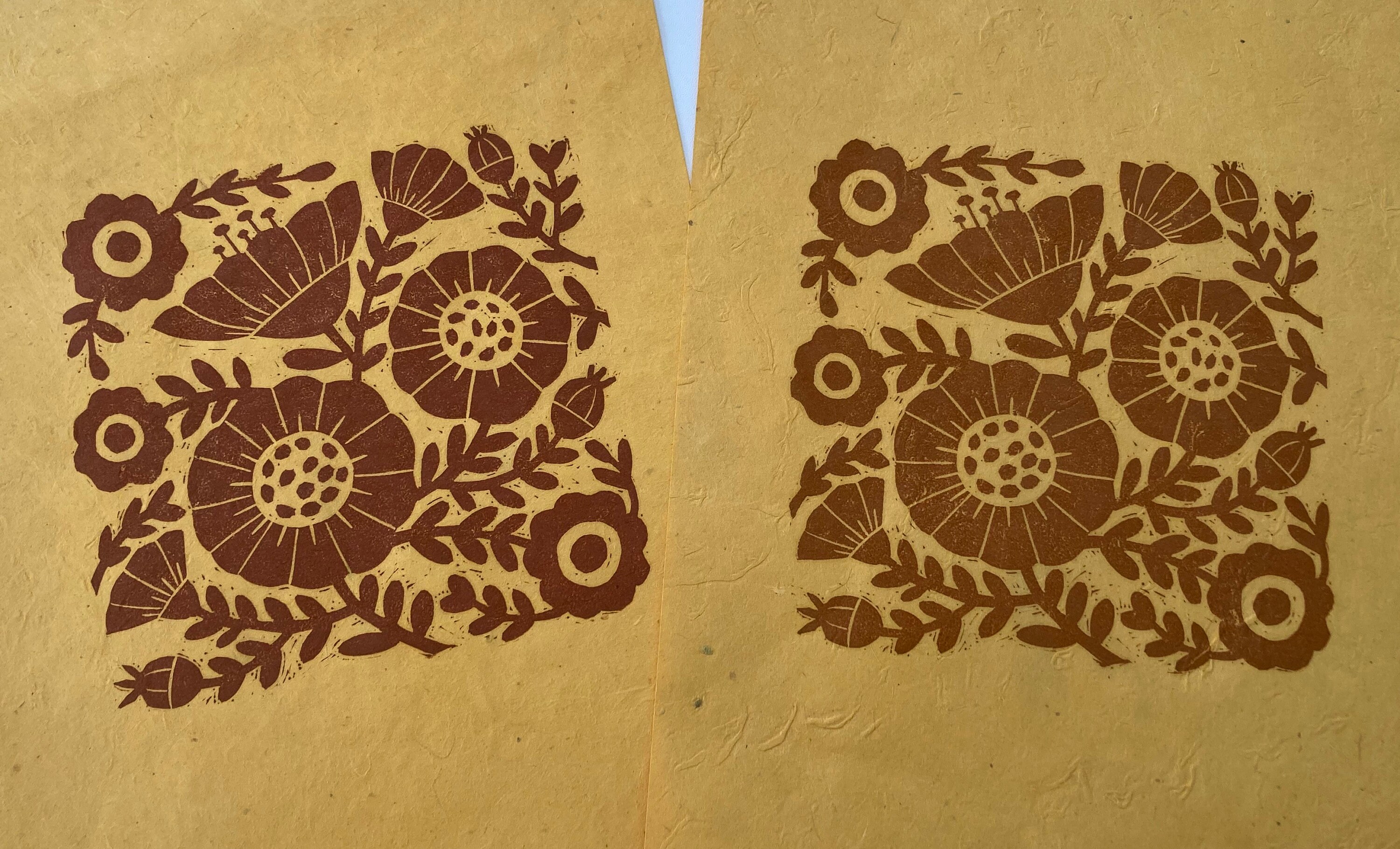 Original Linocut Print, "flowers" - Etsy