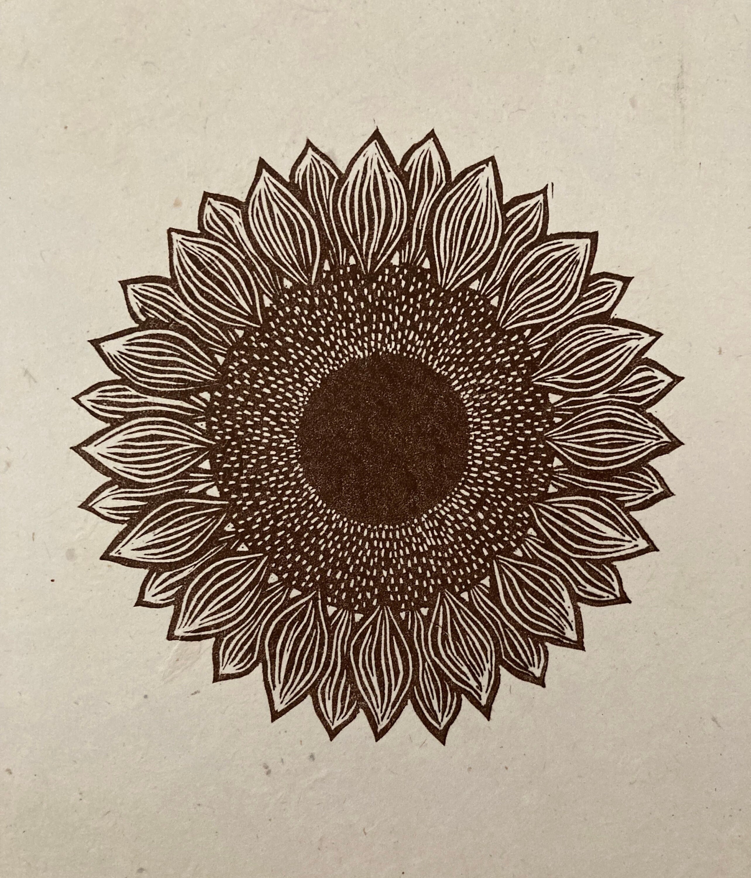 Original Linocut Print, "sunflower" - Etsy