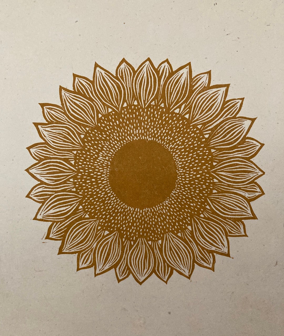 Original Linocut Print, "sunflower" - Etsy