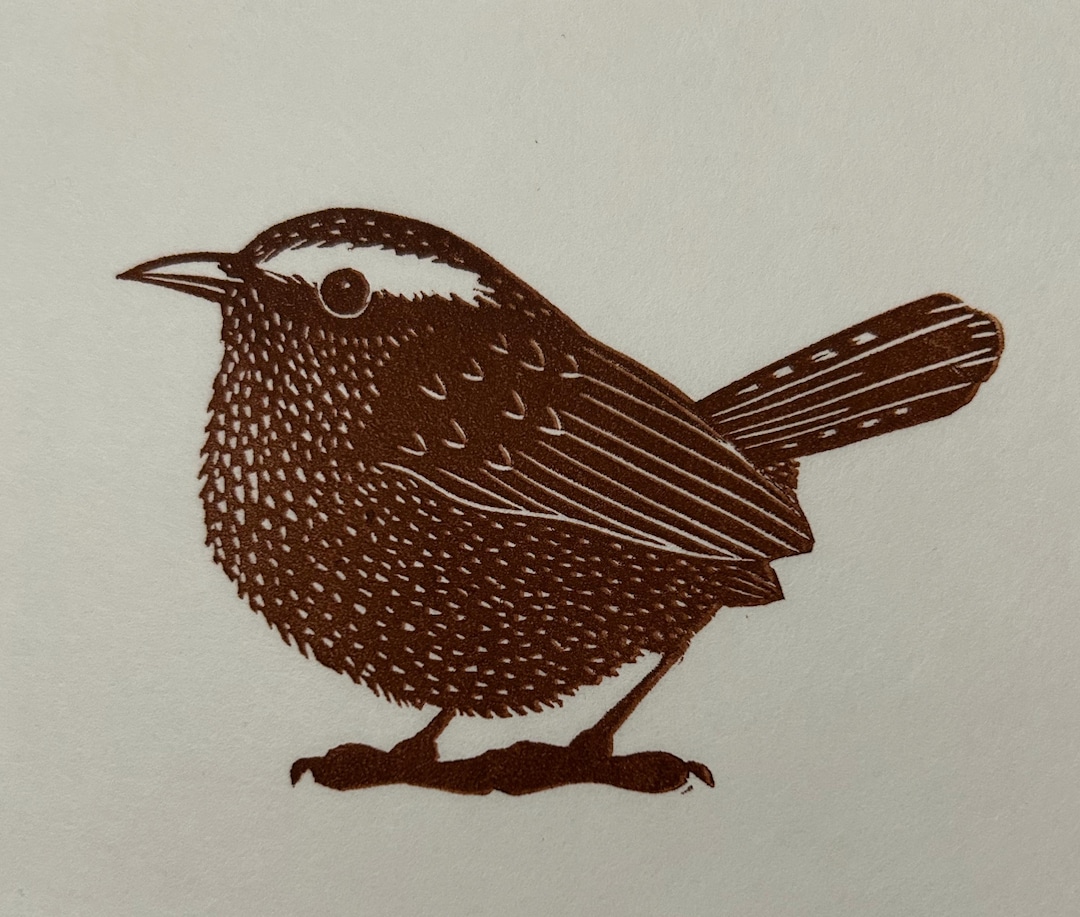 Original Linocut Print, "wren" - Etsy