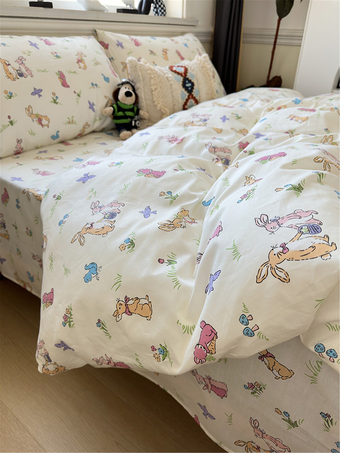 Cute Rabbit Print Duvet Cover Twin/full/queen/king,100% Cotton Duvet ...