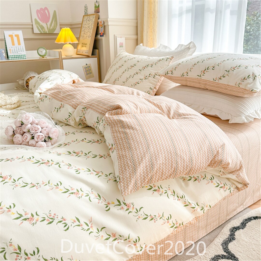 Minimalist White Floral Duvet Cover Queen/twin/full/king100% - Etsy