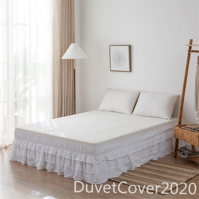 Solid Color Bed Skirt King Twin Queenfalbala Bed Skirts Etsy