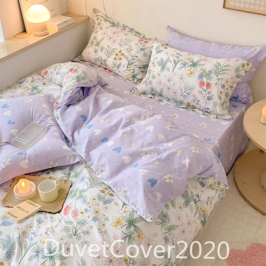 100% Cotton Floral Duplex Printing Duvet Cover Twin Full Queen King ...