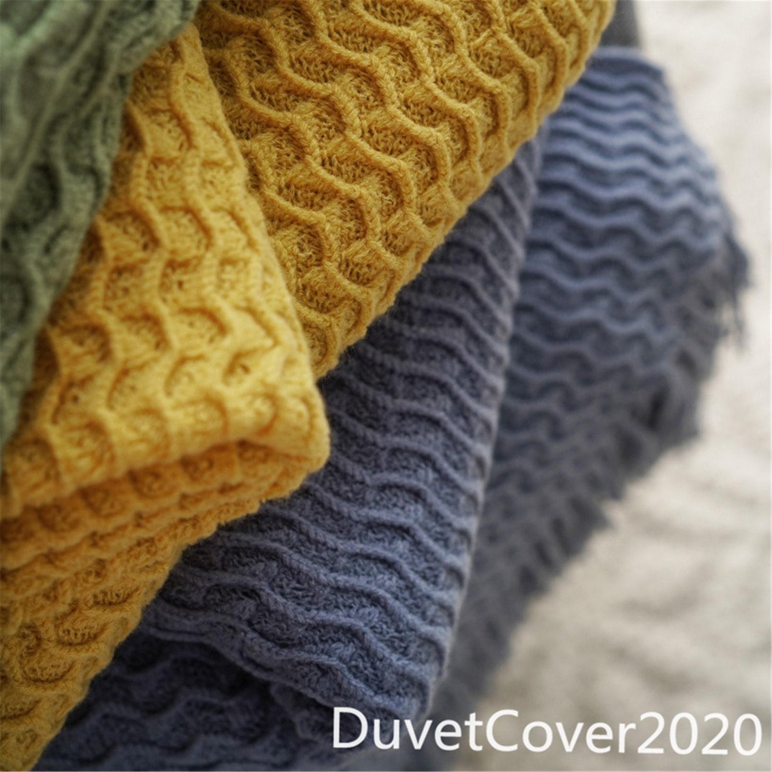 Walf Checks Gray Knitted Blanketknitting Blanketsofa Couch | Etsy