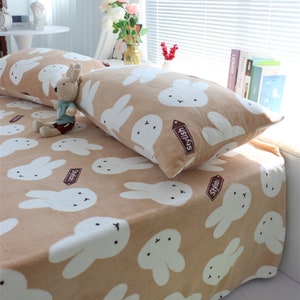 Khaki Rabbit Flannel Duvet Cover Twin/full/queen/king for Winter,warm ...