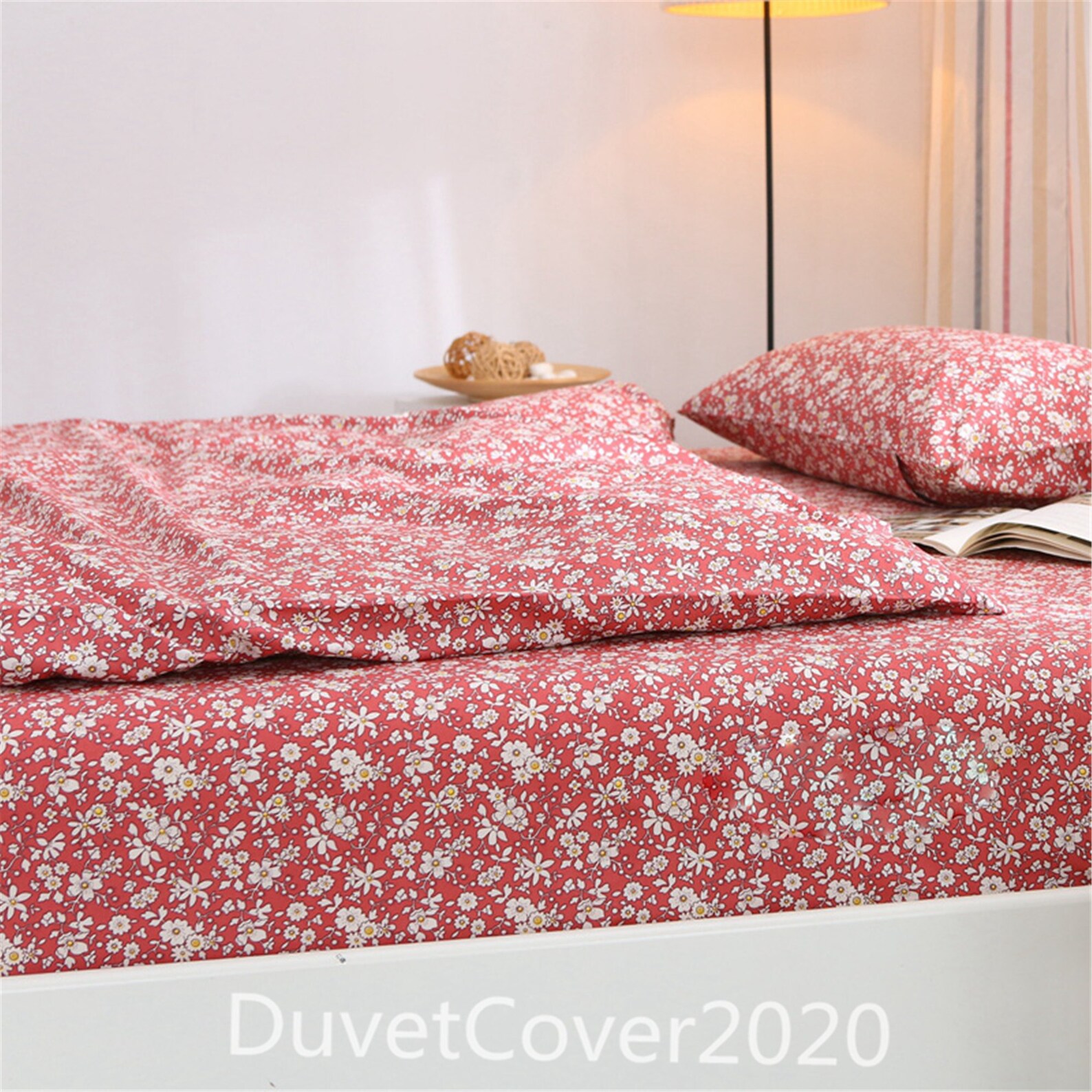 Dark Red 100% Cotton Duvet Cover Twin/full/queen Floral Duvet | Etsy