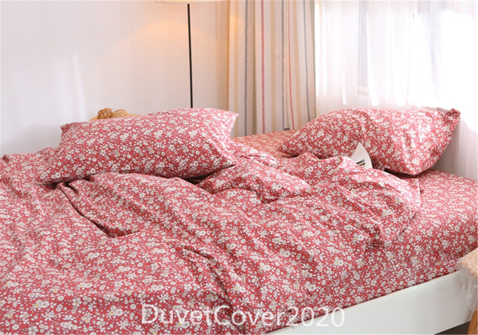 Dark Red 100% Cotton Duvet Cover Twin/full/queen Floral Duvet | Etsy