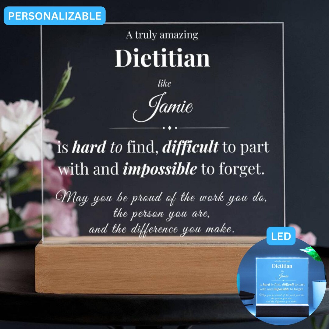 Personalized Acrylic Plaque for Dietitian, Custom LED Name Sign Gift ...