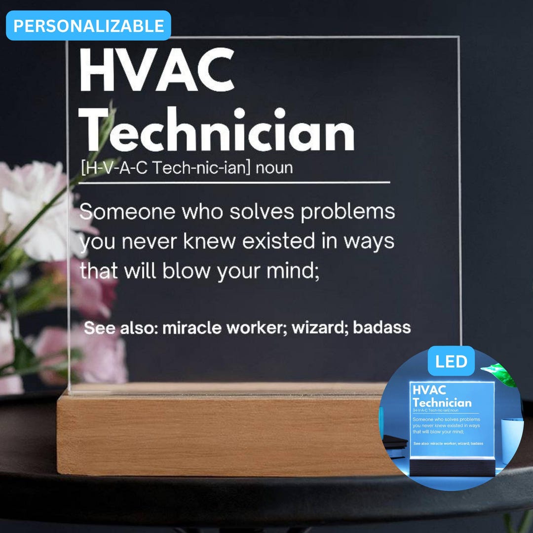 Appreciation Gift for HVAC Tech, HVAC Technician Definition Acrylic ...