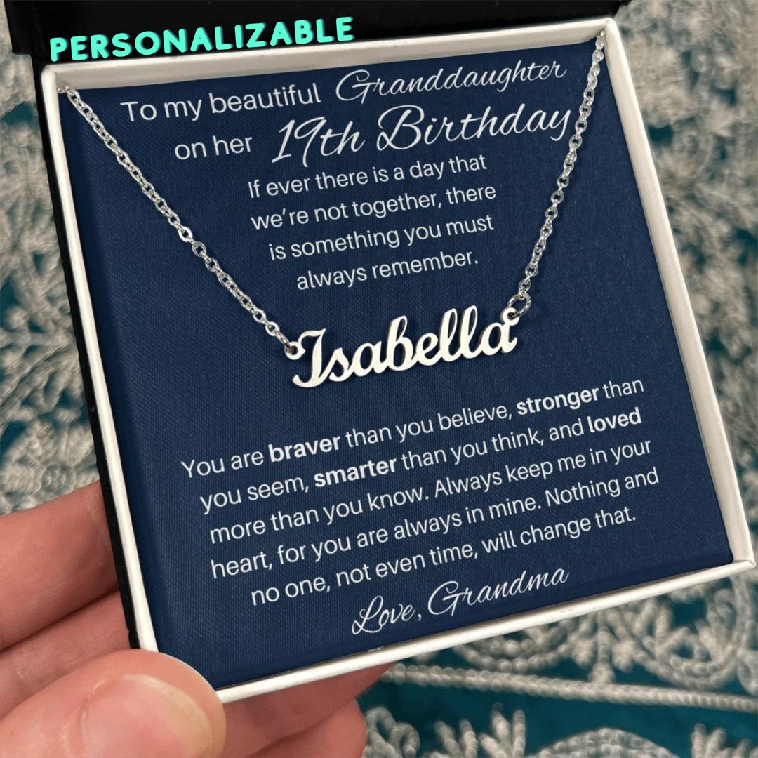 19th Birthday Necklace for Granddaughter, 19th Birthday Name Necklace ...