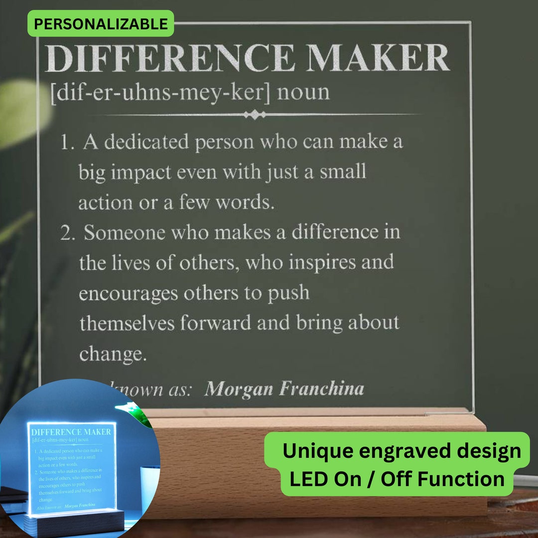 Engraved Difference Maker Plaque, Custom Differenece Maker Gift, Custom ...