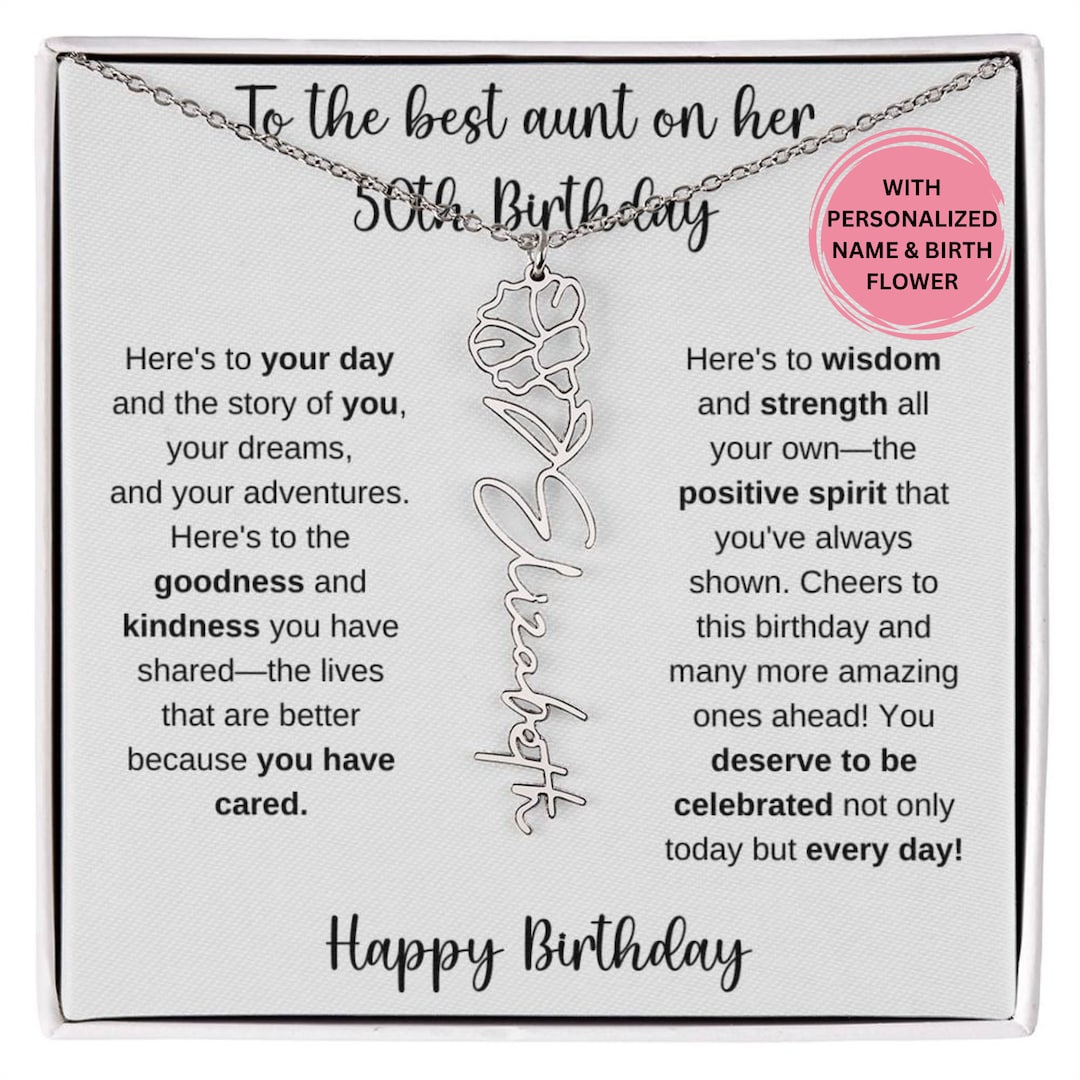 50th Birthday Personalized Gift for Aunt, 50th Birth Flower Name ...