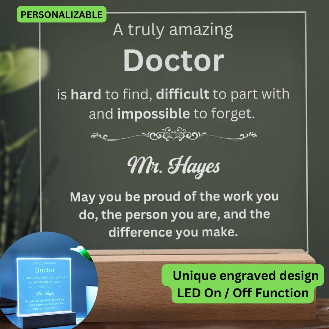 Doctor Engraved Plaque, Personalized Table Plaque for Doctor With Name ...