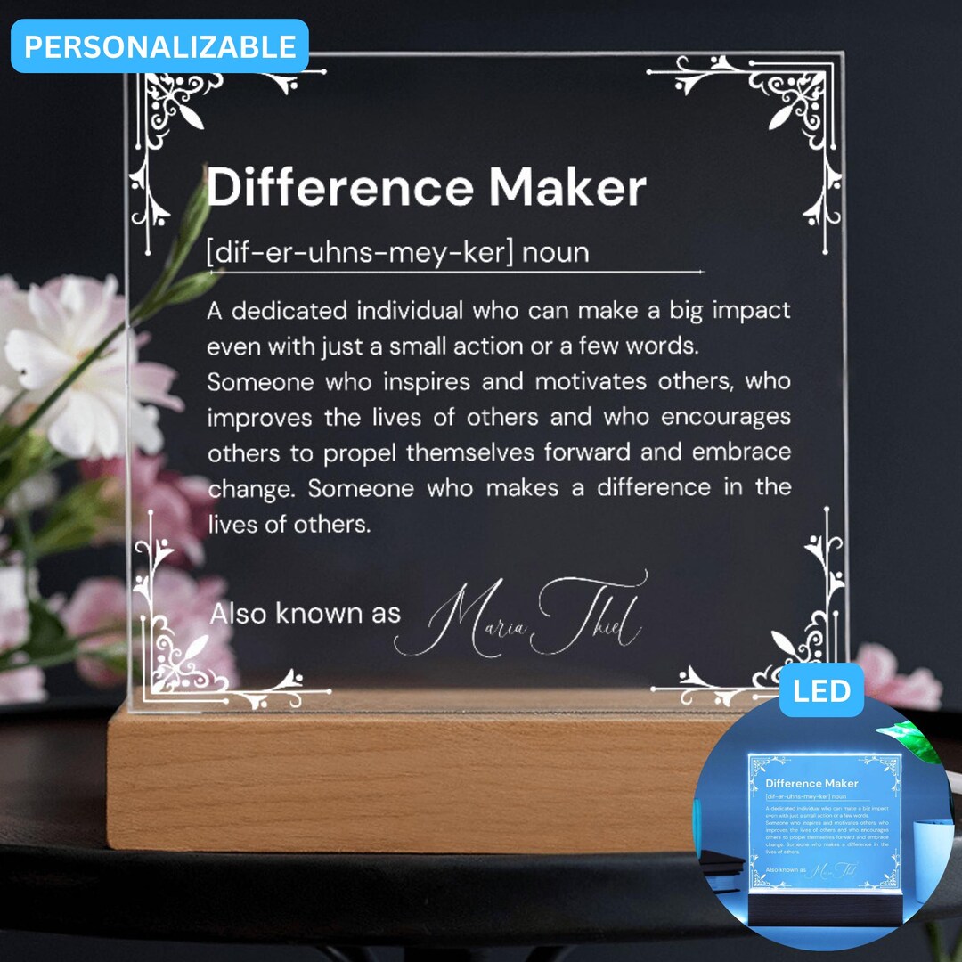 Difference Maker Acrylic Plaque, Custom Difference Maker Gift ...