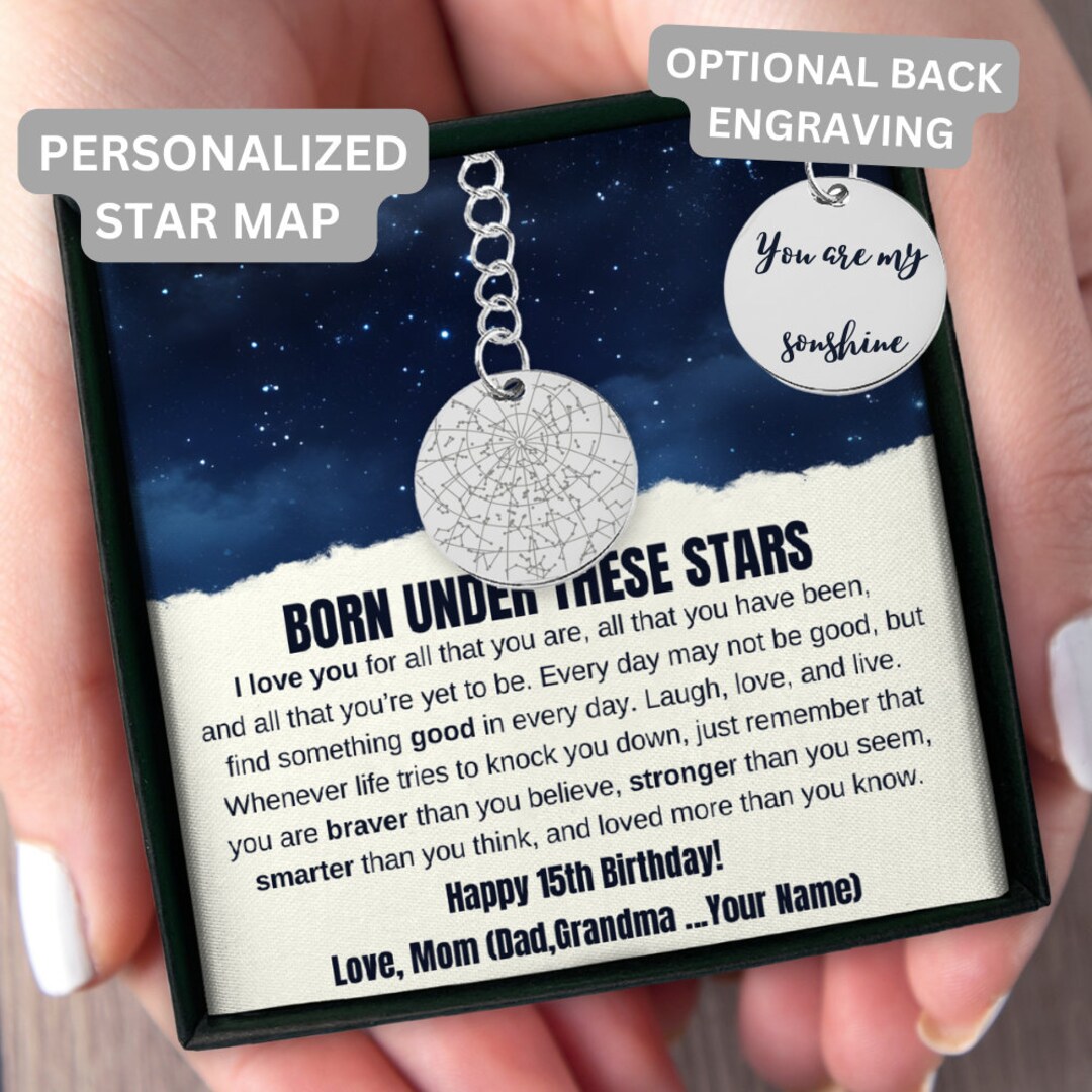 15th Birthday Custom Star Map Keychain, Son 15th Birthday, Meaningful ...