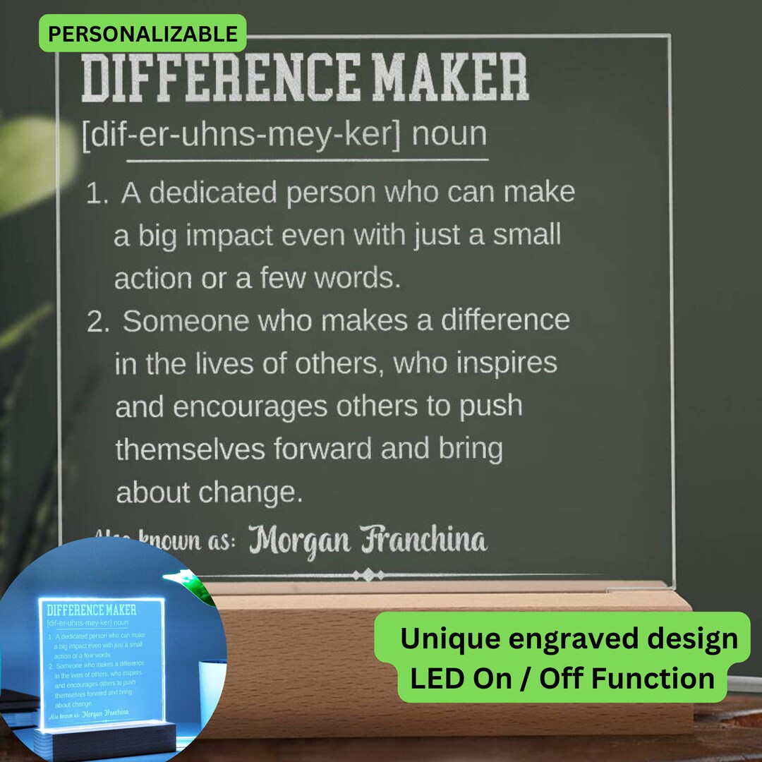 Difference Maker Engraved Plaque, Personalized Difference Maker Gift ...
