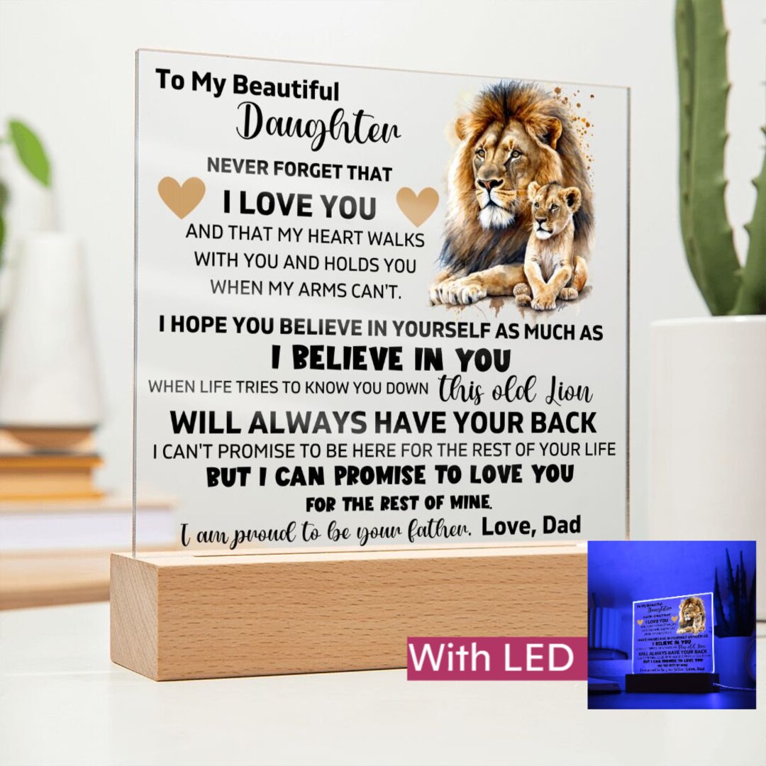 To My Daughter "lion" Love Mom Acrylic Plaque, Presents for Daughters ...