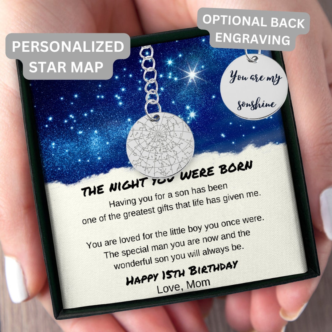 15th Birthday Custom Star Map Keychain, Son 15th Birthday, Meaningful ...