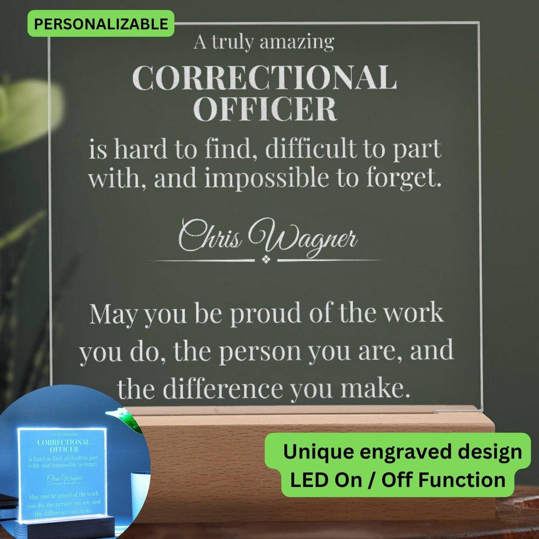 Personalized Acrylic Plaque for Correctional Officer – Custom Name Desk ...