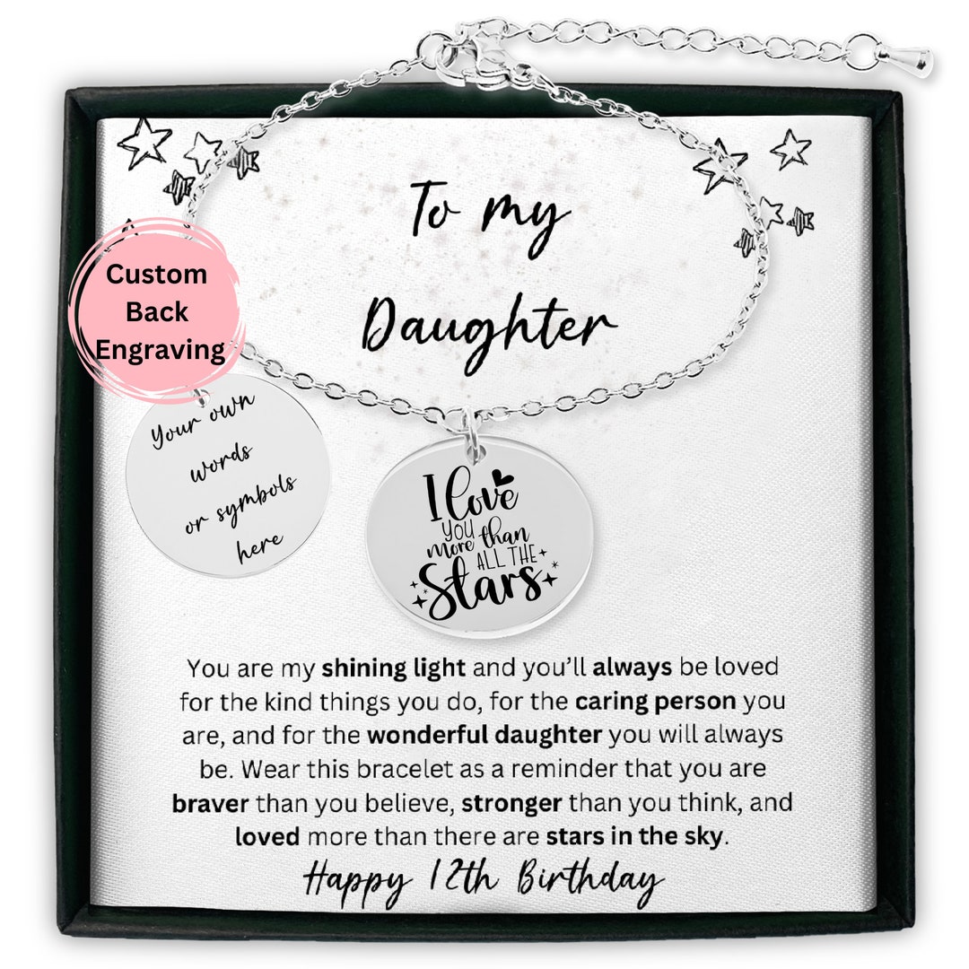 To My Daughter 12th Birthday Gift Personalized Bracelet, Custom 12th ...