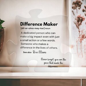 Personalized Difference Maker Plaque, Difference Maker Gift, Difference ...