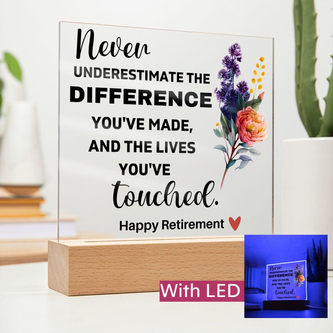 Personalized Retirement Gift LED Acrylic Plaque on Wooden - Etsy