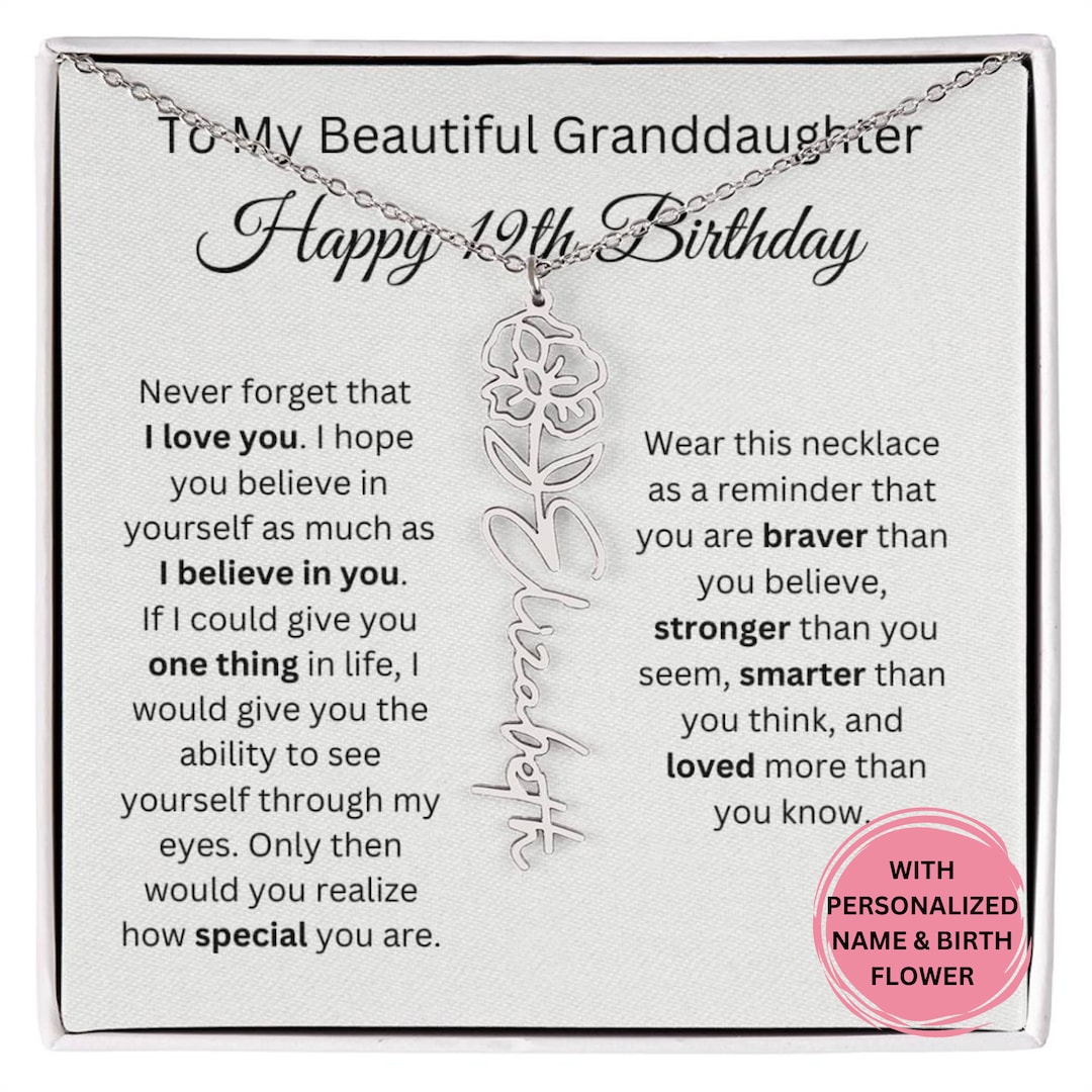 Personalized 19th Birthday Gift for Granddaughter, Birth Month Flower ...