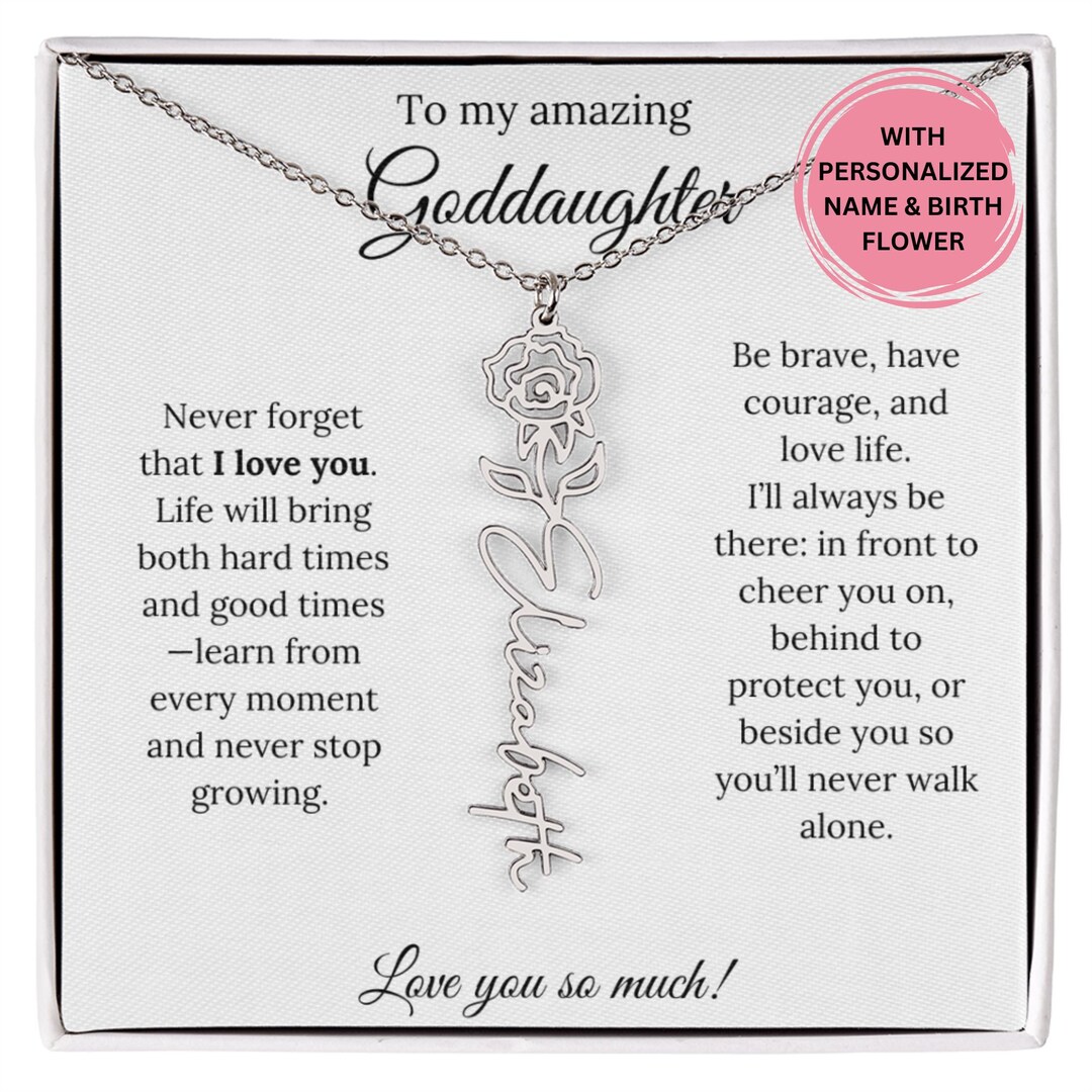 Meaningful Goddaughter Necklace Gift – Personalized Birth Flower Name ...