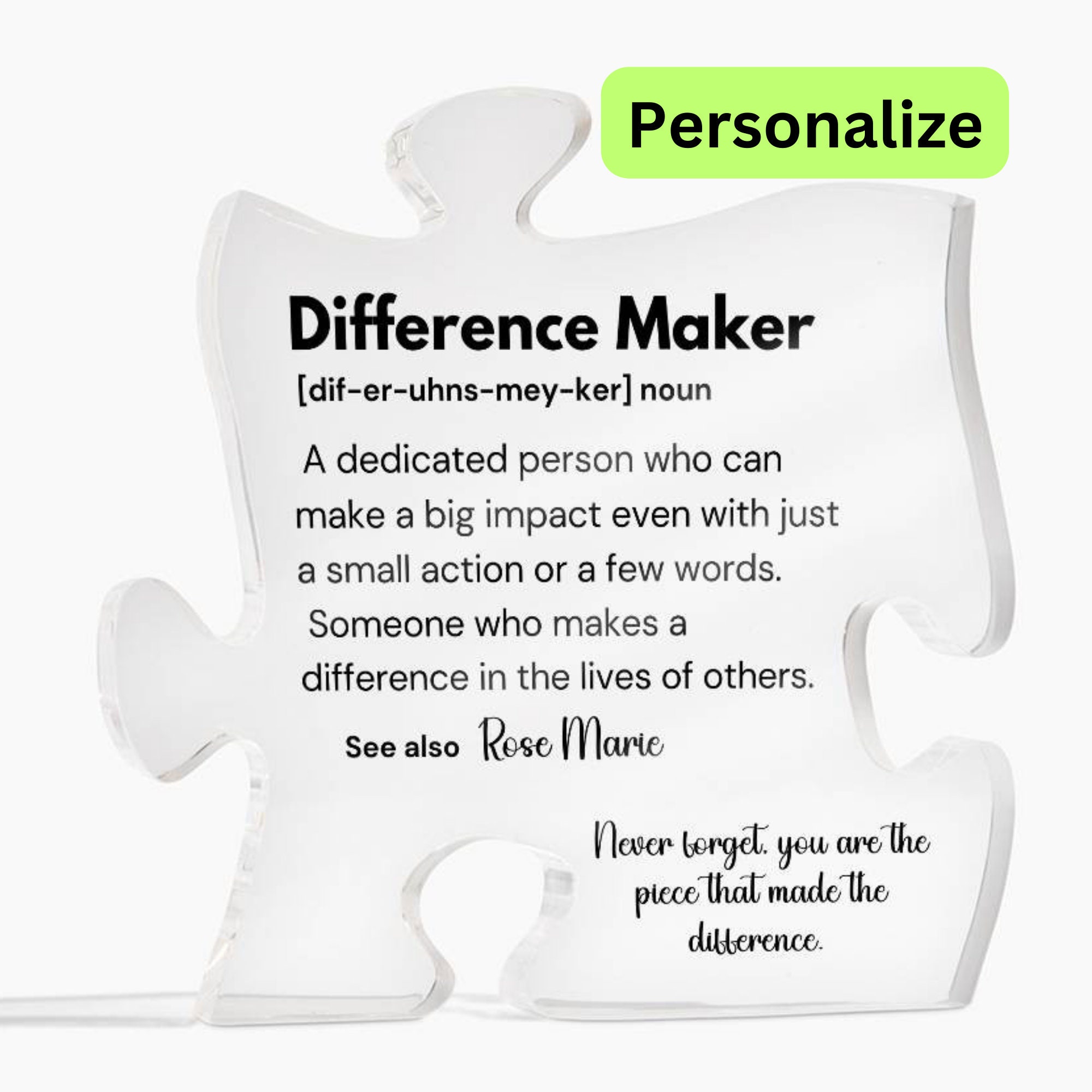 Personalized Difference Maker Plaque, Difference Maker Gift, Difference ...