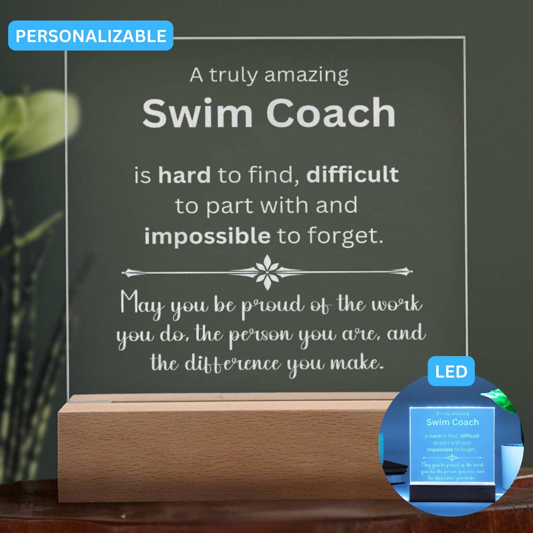 Swim Coach Engraved Acrylic Plaque, Leaving Gift for Swim Coach, Swim ...