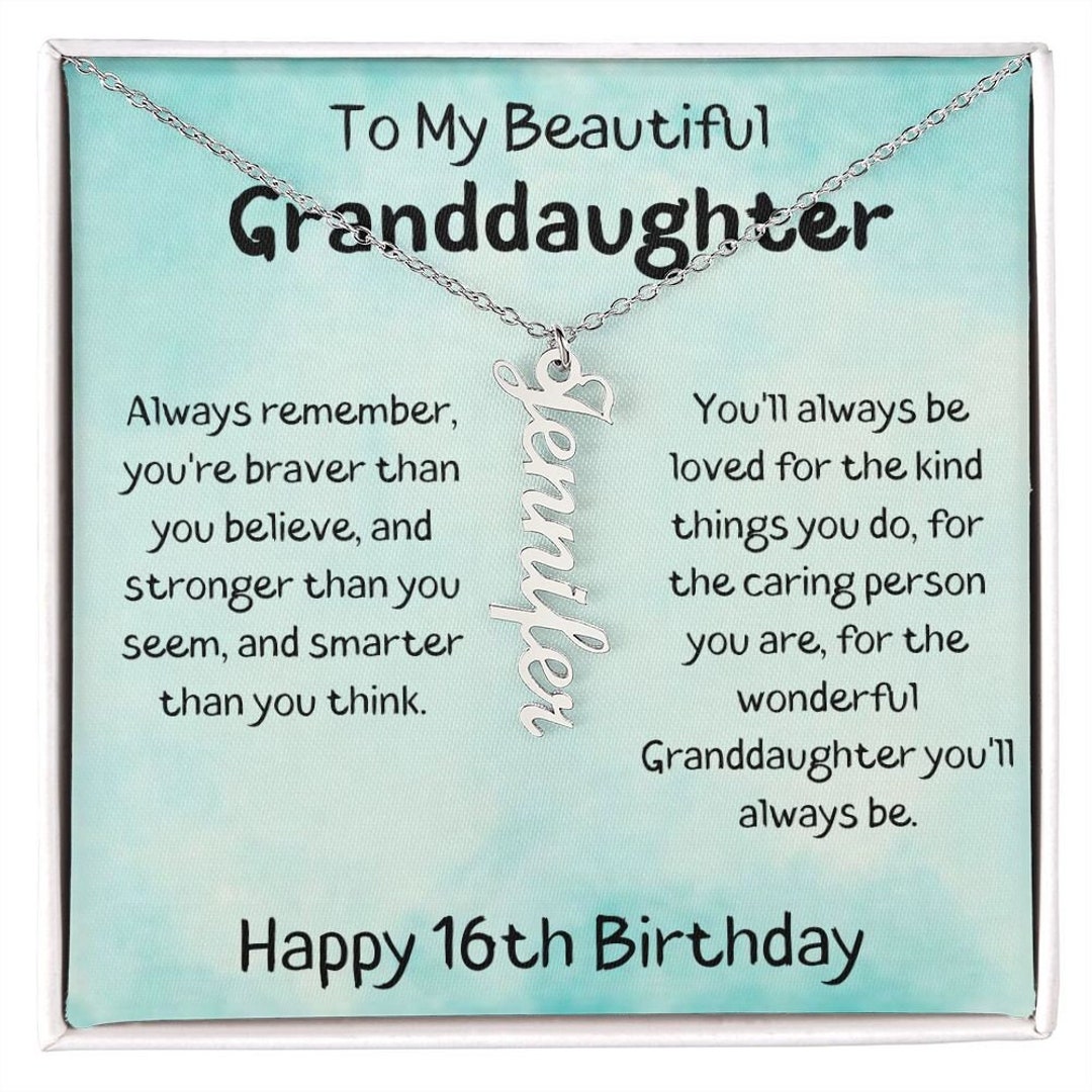 Sweet 16 Birthday Gift Personalized Birthday Vertical Name Necklace ...