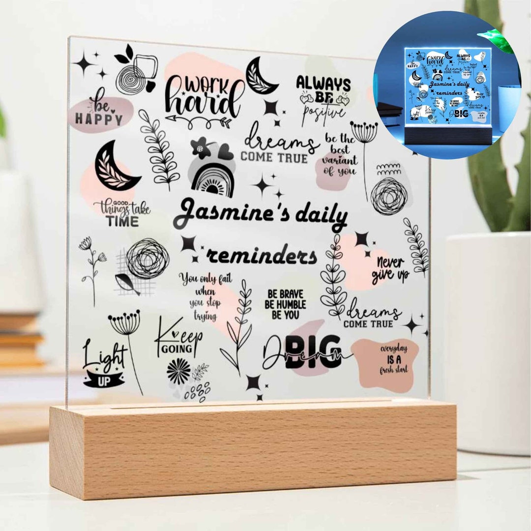 Daily Reminders LED Acrylic Plaque, Personalize Boho Daily Reminders ...